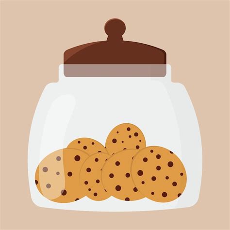 Premium Vector Jar Of Cookies Glass With Chocolate Cookies Sweets