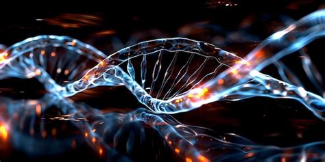 Image Of Dna Double Helix Strand On Black Background For Genetic Research Concept Biology