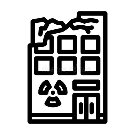 Radiation Warning On Abandoned Building Radioactive Pollution Line Icon