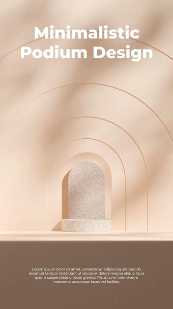 3d рендеринг макет шаблона подиума в портрете с текстурой терраццо и арочным фоном Премиум Psd