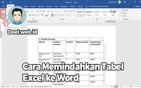 cara memindahkan tabel excel ke word tanpa mengubah format