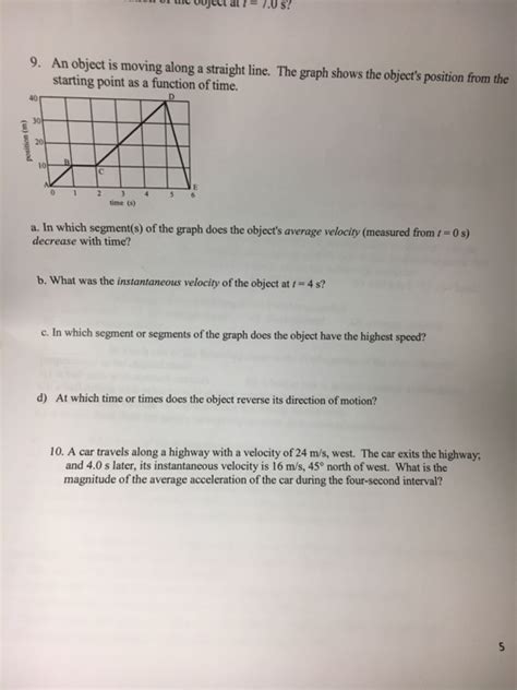 Solved An Object Is Moving Along A Straight Line The Graph
