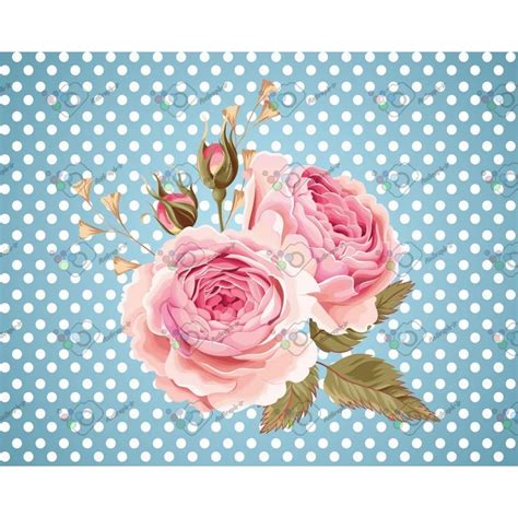 وکتور دسته گل رز روی پترن خال خالی کد 11897 عکس گراف