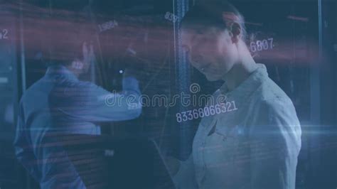 Animation Of Data Processing Over Diverse Business People Working In