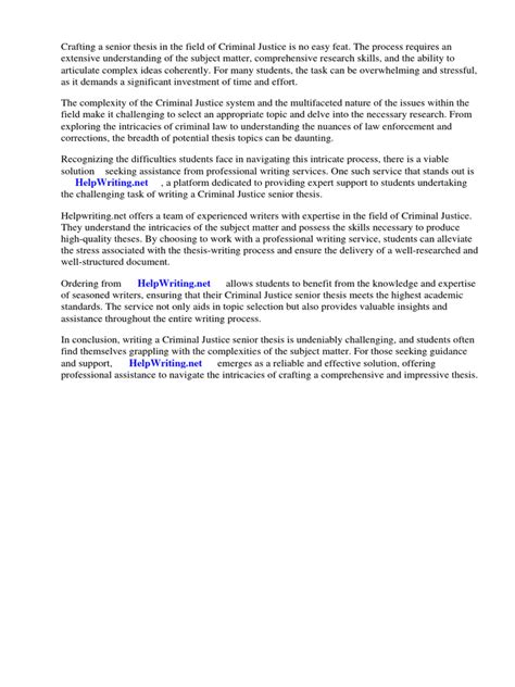 Criminal Justice Senior Thesis Topics Pdf Crimes Crime And Violence