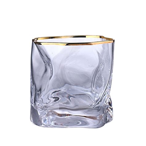 Whiskey Glasses Stemless Wine Glass Cup Geometric Tilting Design