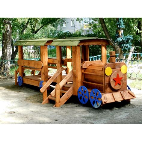 Игровые детские площадки Уютный дворик Купить Паровозик с вагончиком ИО 03 с доставкой и