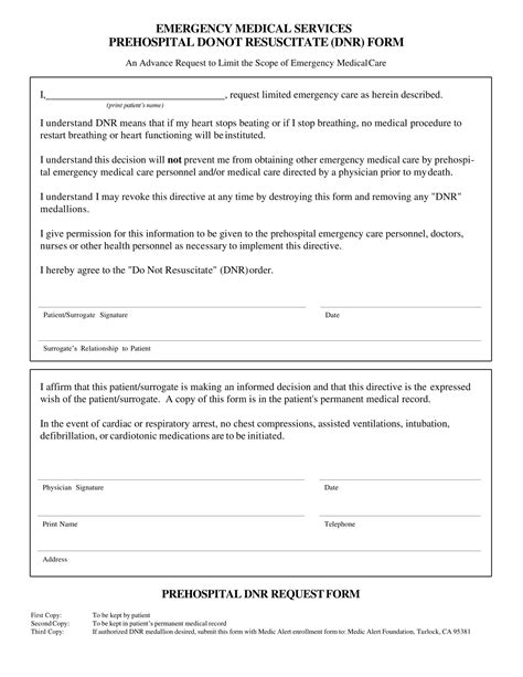 Printable Do Not Resuscitate Form Printable Free Templates