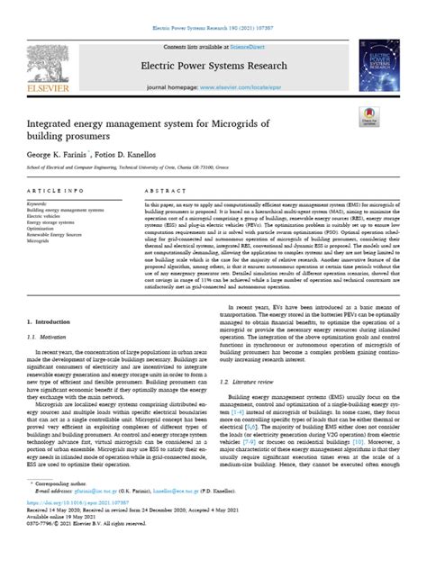 Integrated Energy Management System For Microgrids Of Pdf Mathematical Optimization