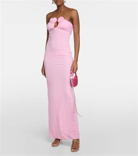 Floral appliqué strapless maxi dress in pink Magda Butrym Mytheresa