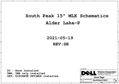 WISTRON SOUTH PEAK 15 MLK ADL P 203102 REVSB SCHEMATIC For 6 63