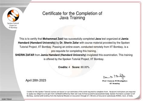 Mohammad Zaid Participant Certificate Java Pdf
