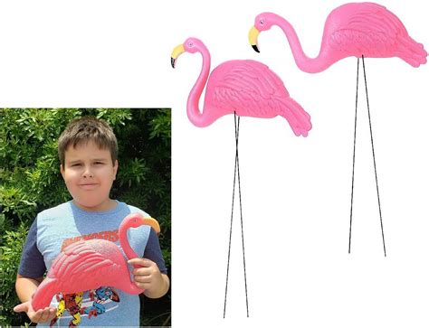Large Pink Flamingo Yard Ornaments Pack Of 2 Different Designs Tall