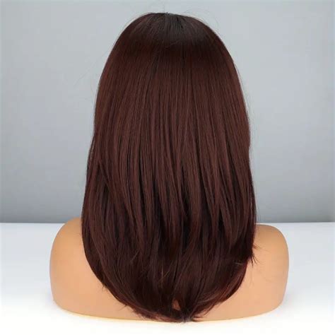 レイヤード ロング ストレート ボブ カット ウィッグ 前髪付き 合成ウィッグ 初心者に優しい 耐熱性 Temu Japan