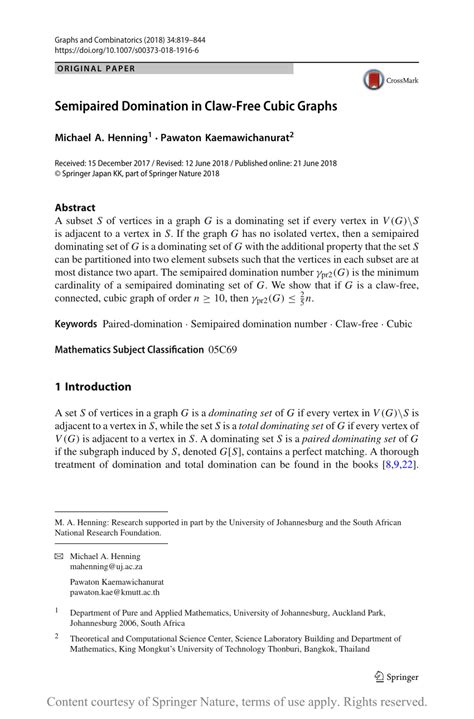 Semipaired Domination In Claw Free Cubic Graphs Request Pdf