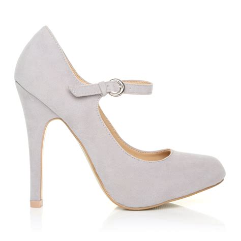 Ladies Women Mary Jane Style High Stiletto Heel Suede Patent Ebay