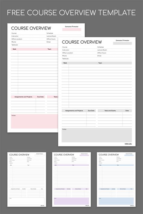 Free Course Overview Template Free Course Overview Template