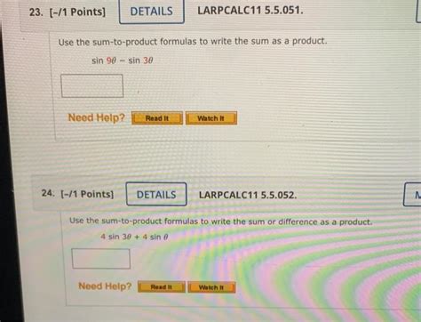 Solved Use The Sum To Product Formulas To Write The Sum As A Chegg