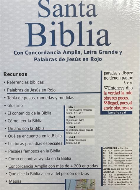 Biblia Letra Grande Tamaño Manual RVR 1960 con índice Tapa de Vinil