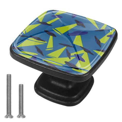 4 Pcs Cabinet Handle Drawer Pulls Galaxy Ufo Knobs With Screws Square
