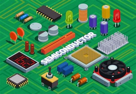Free Vector Semiconductor Isometric Illustration Imitated Printed