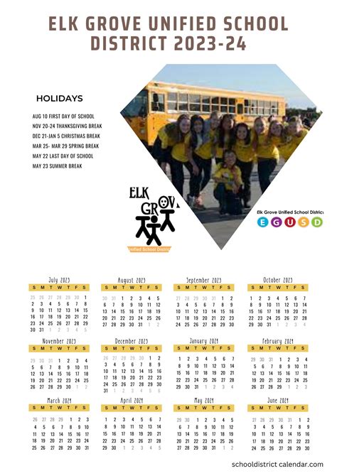 Elk Grove School District 2025 Calendar Hannah Leigh