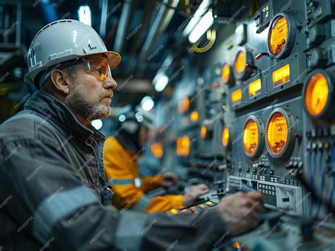 Industrial Worker Monitoring Control Panel In Factory Setting Premium Ai Generated Image