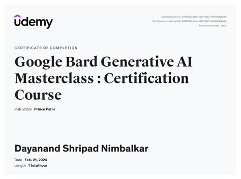 Udemy Course Completion Certificate Dayanand Nimbalkar