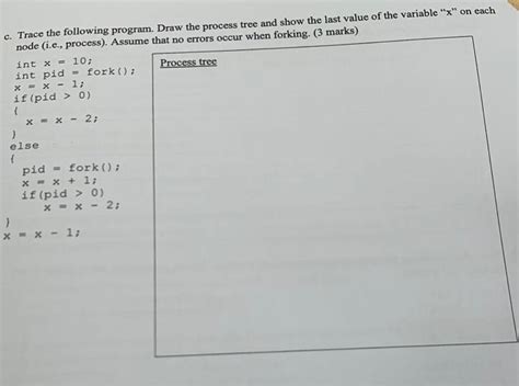 Solved c. Trace the following program. Draw the process tree | Chegg.com