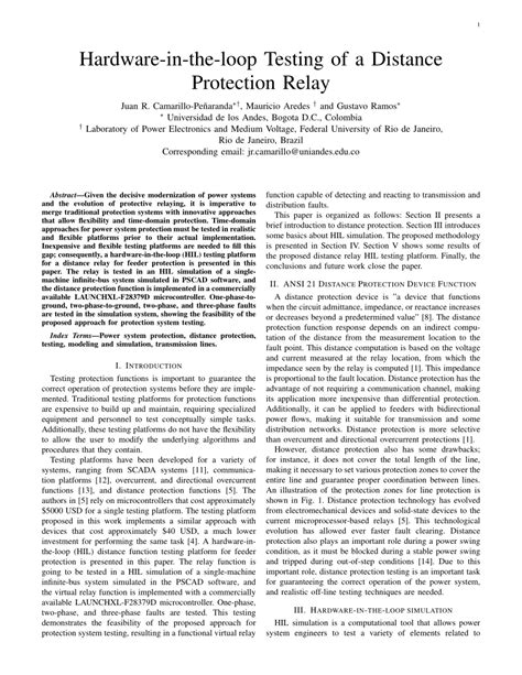 PDF Hardware In The Loop Testing Of A Distance Protection Relay