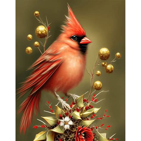 Full Round Diamond Painting North American Cardinal 3040cm