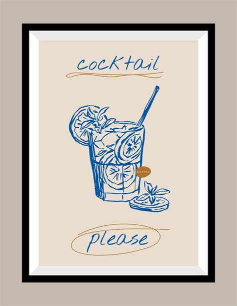 Premium Vector Cocktail Hand Drawn Vector Illustration In A Poster Frame