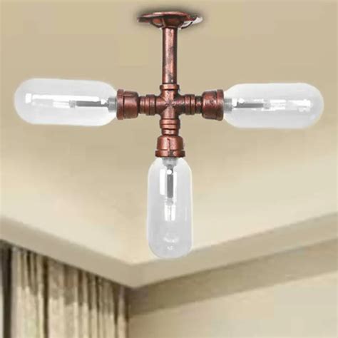 Clear Glass Semi Mount Lighting Industrial Weathered Copper 345