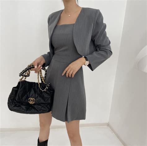 투피스 볼레로 자켓 크롭 원피스 나시 주름 스퀘어 에이블리