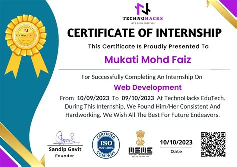 Mukati Mohd Faiz On Linkedin Webdevelopment Internship Achivement