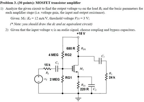 solved problem 3 30 points mosfet transistor amplifier 1 analyze