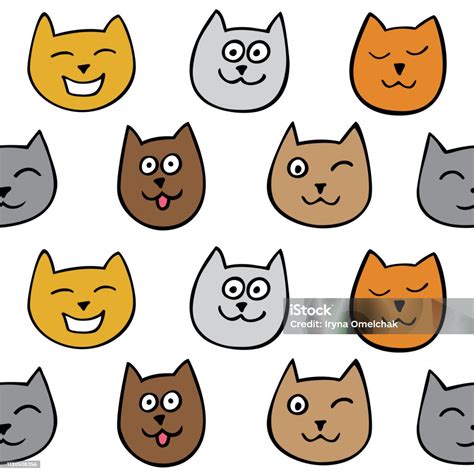 흰색 바탕에 귀여운 고양이 함께 완벽 한 패턴입니다 고양이 새끼에 대한 스톡 벡터 아트 및 기타 이미지 고양이 새끼 고양잇과 귀여운 Istock