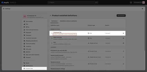 Show The File From Metafield And Download It When Clicking Ecomposer