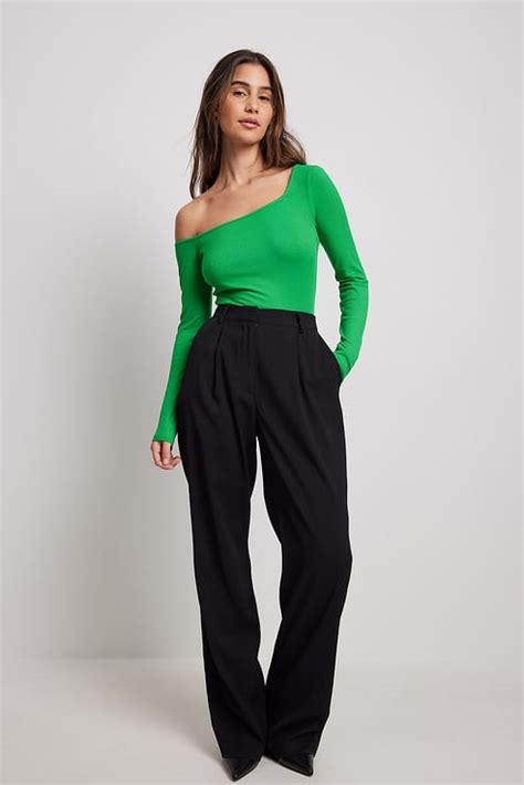 High Waisted Wide Leg Suit Pants Black Na Kd