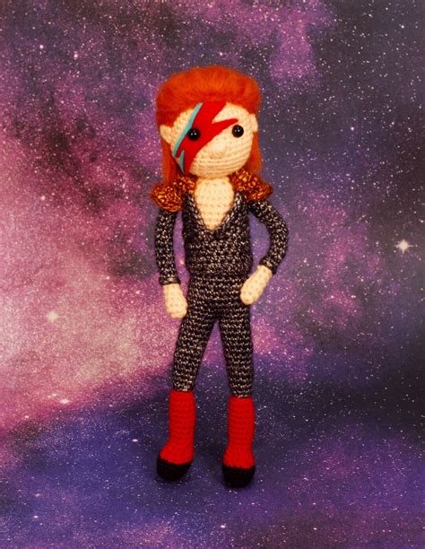 David Bowie Inspired Crochet Amigurumi Doll Handmade One Of A Kind