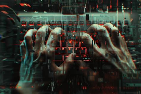 Premium Photo Hackers Hand Is Typing On A Keyboard In A Futuristic Cityscape