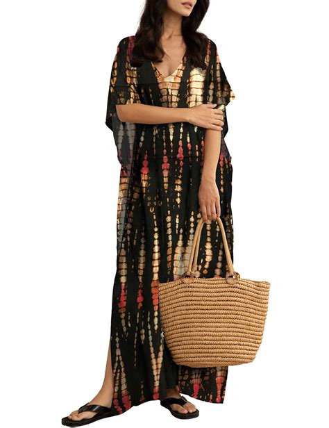 Bsubseach Women Beach Kaftan Dresses Plus Size Cover Ups Casual Summer Dress Maxi Long Caftan