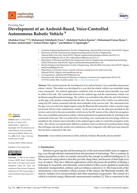Pdf Development Of An Android Based Voice Controlled Autonomous