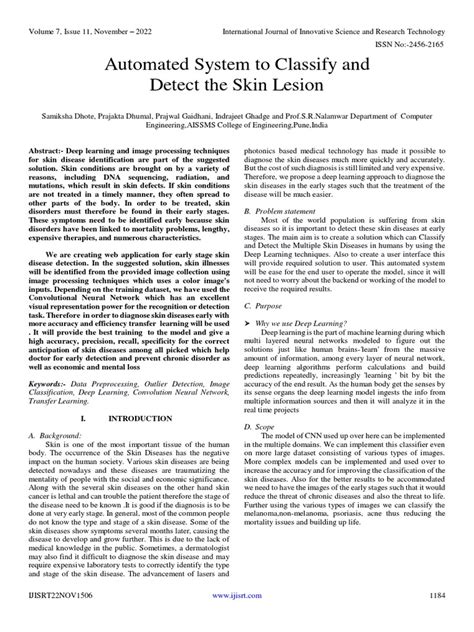 automated system to classify and detect the skin lesion pdf machine