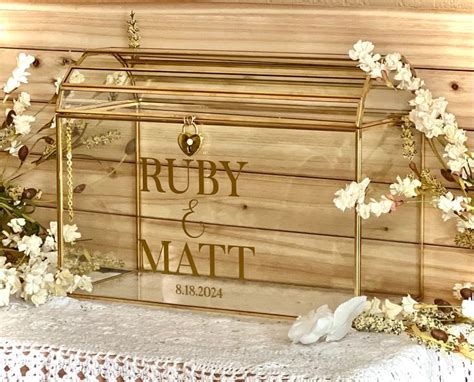 Glass Wedding Card Box With Lock Bridal Shower Card Box Quinceanera