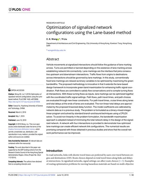 Pdf Optimization Of Signalized Network Configurations Using The Lane