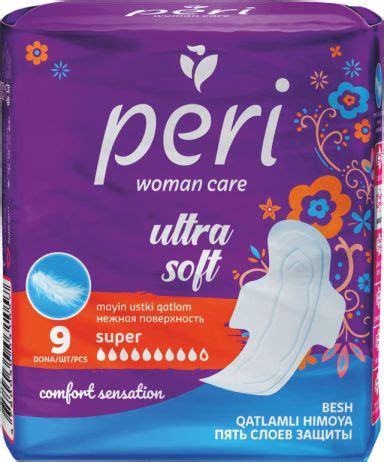 PERI Женские гигиенические прокладки Ultra Super, 9 шт. (хлопок ...