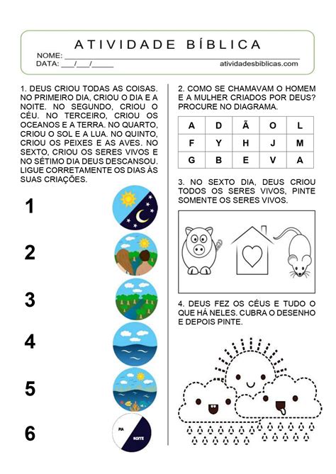 Atividade Infantil sobre a Criação Atividades Bíblicas