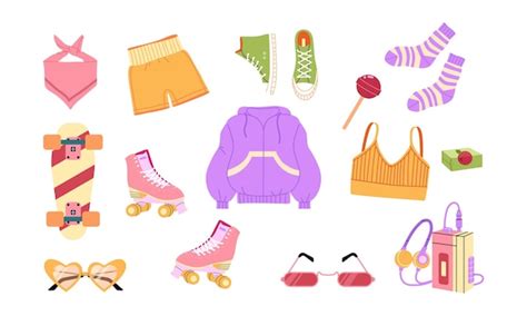 Premium Vector Set Of Hand Drawn Objects For Roller Skating