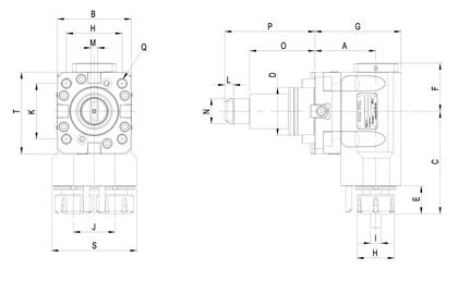 BMT DIN RADIAL DRILLING MILLING HEAD DOUBLE XER L Mm